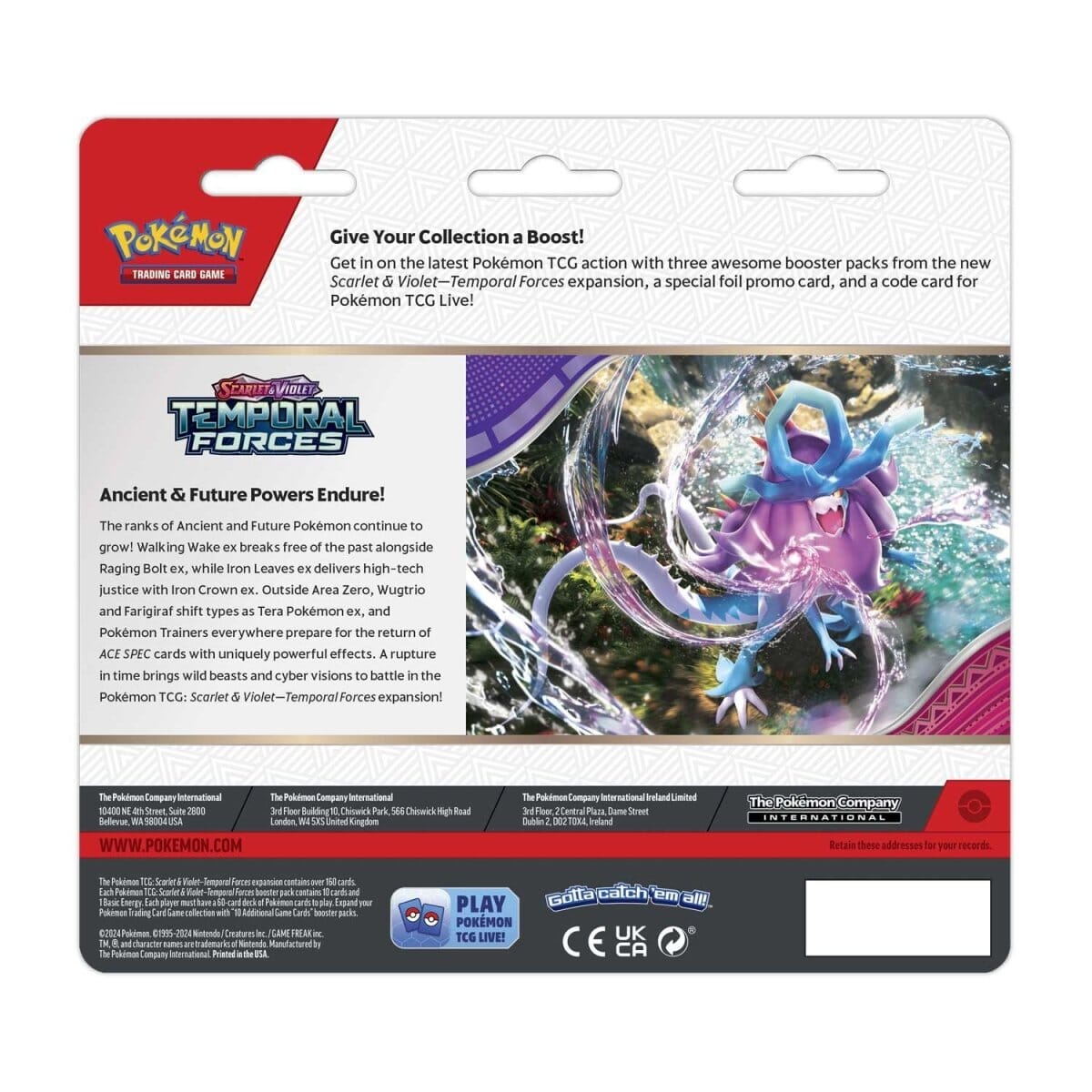 Pokemon TCG Scarlet & Violet-Temporal Forces 3 Booster Packs & Cycliza ...