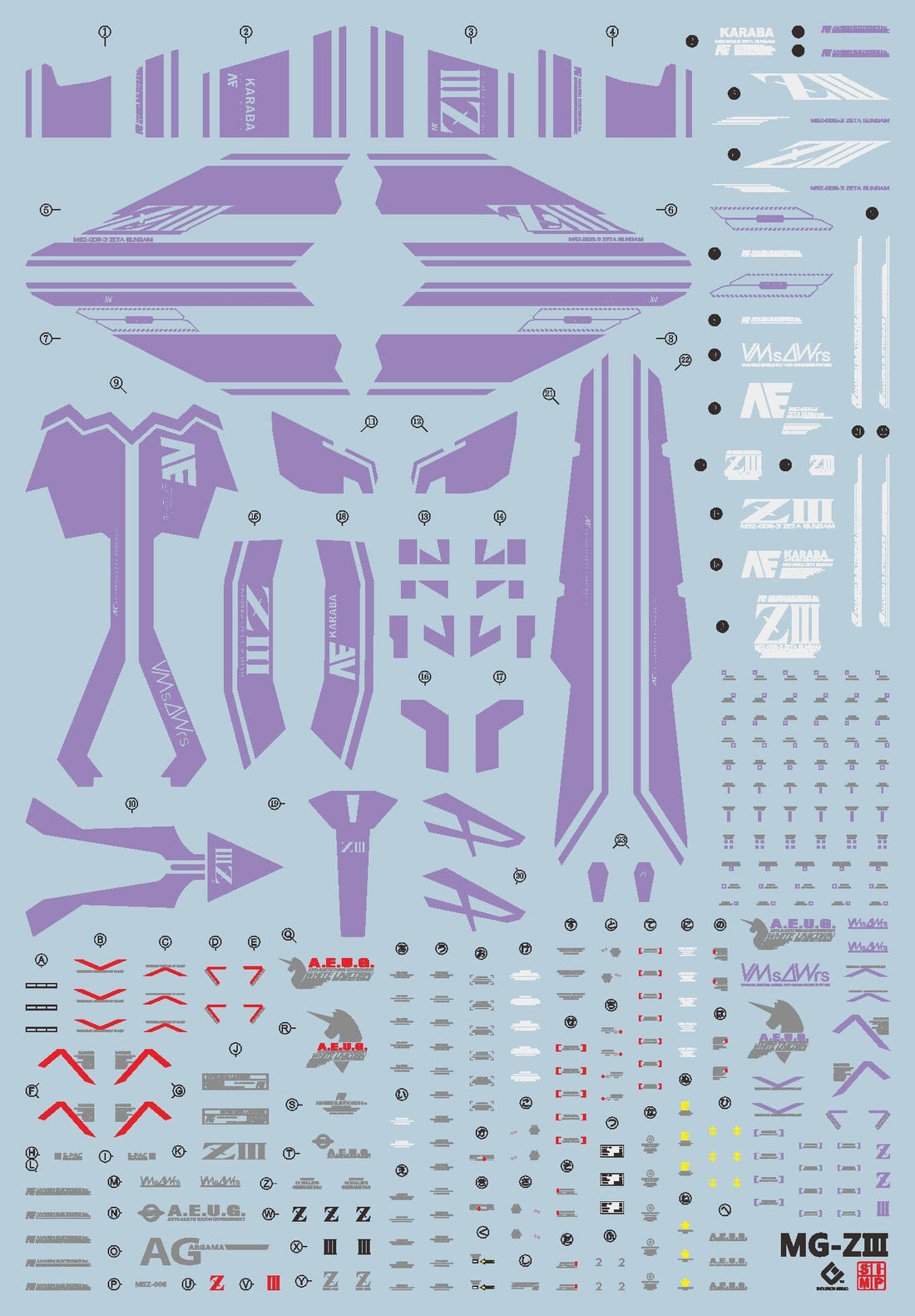 E59 MG Zeta Gundam III (Violet) Decal Sheet – USA Gundam Store